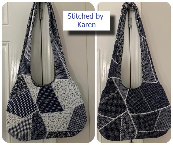 Large Crazy Patch Hobo Bag - Kreative Kiwi Embroidery Designs