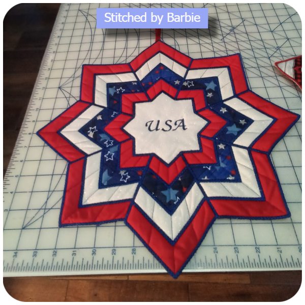 In the hoop Stripey Star Placemat