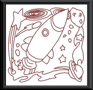 Space Blocks Redwork Applique Machine Embroidery Design